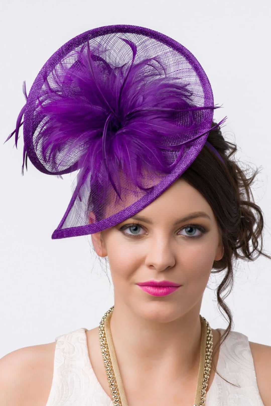 Royal Purple Fascinator - "victoria" Twist Mesh Fascinator Embellished ...