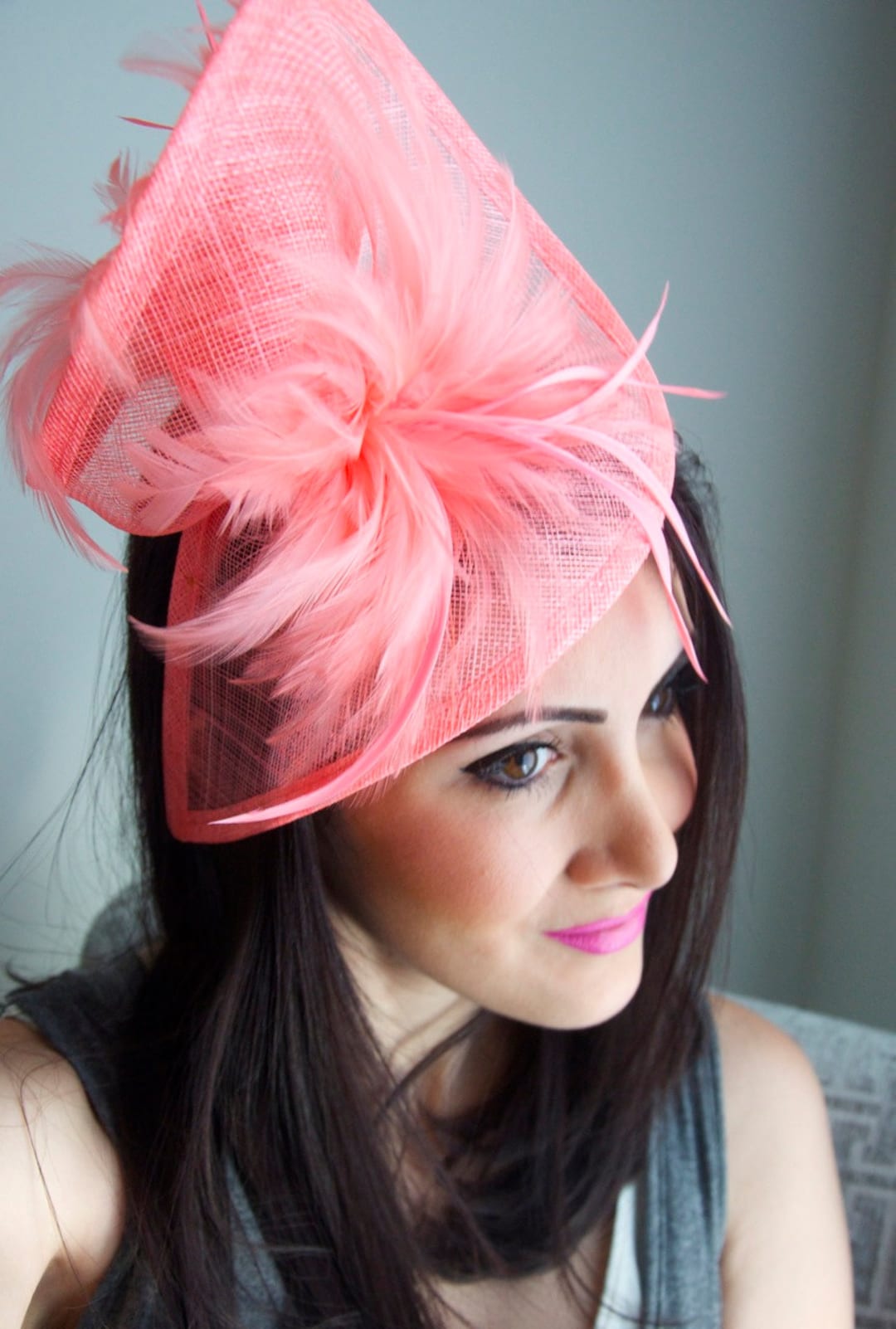 Coral Fascinator - "victoria" Twist Mesh Fascinator Embellished With ...