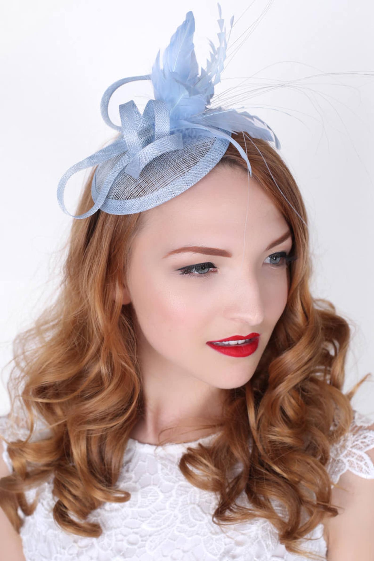 Light Blue Mini Fascinator - Arianna Mini Light Blue Mesh Fascinator ...