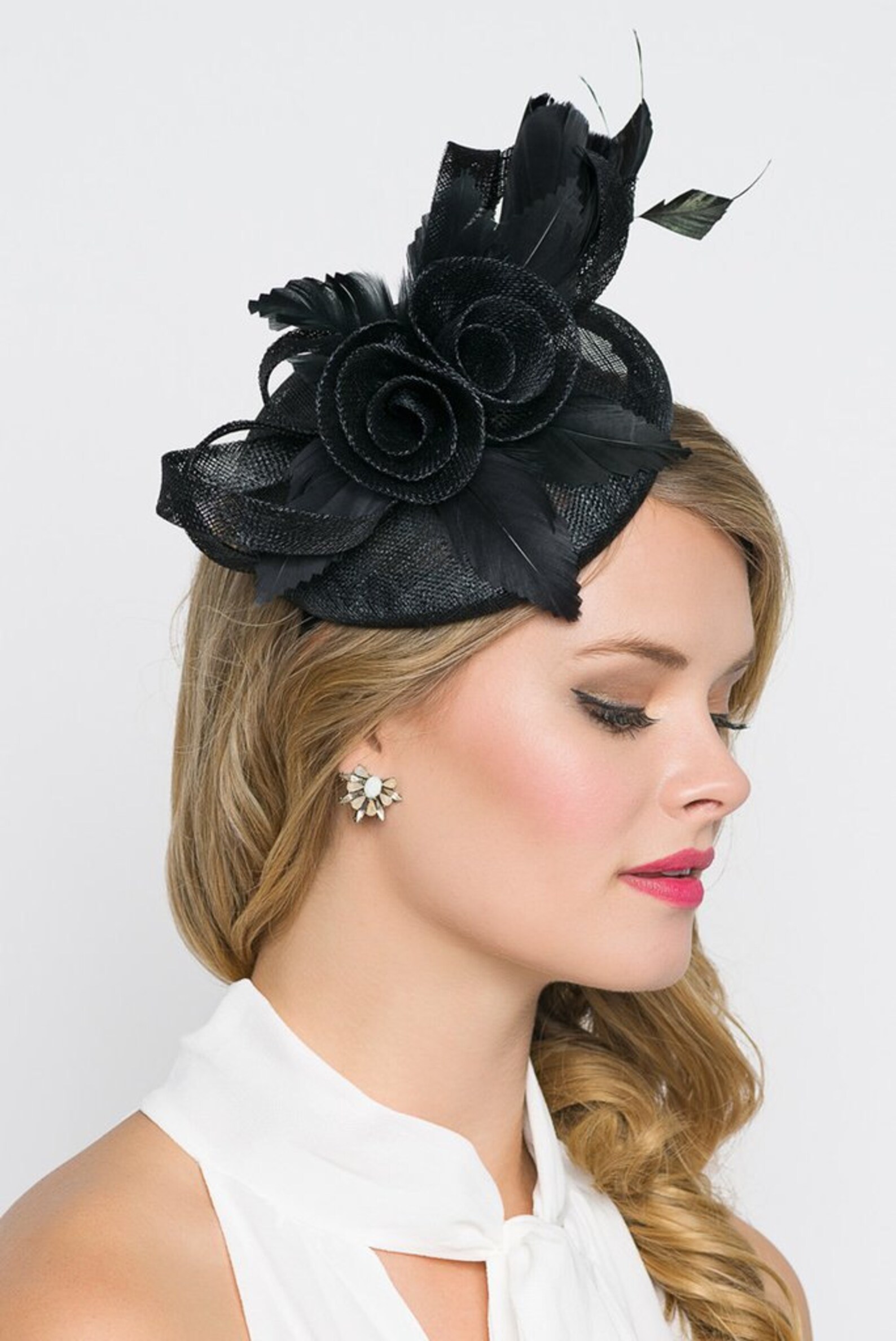 Black Fascinator emelia Rose Black Fascinator - Etsy