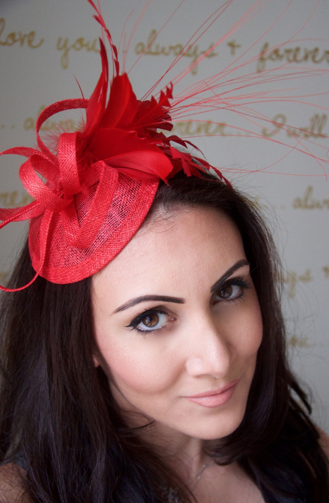 Red Mini Fascinator - Arianna Mini Red Mesh Fascinator - Etsy