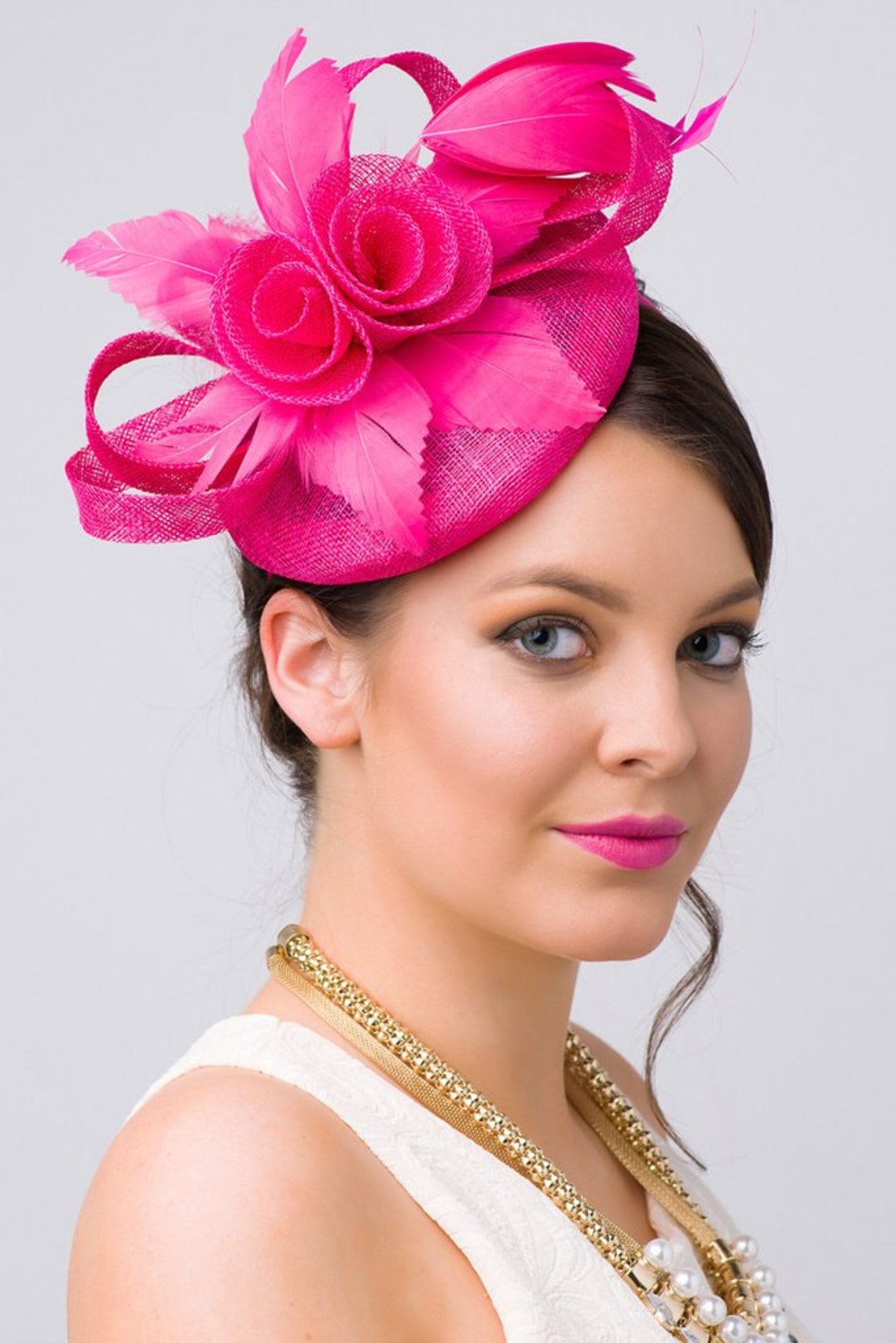 Fuchsia Fascinator - "emelia Rose" Fuchsia Fascinator Hat Headband W ...