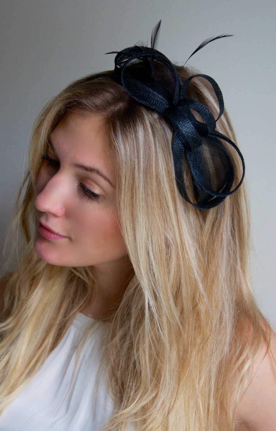 Mini Black Fascinator - Flitter-by Mesh Black Fascinator Headband - Etsy UK