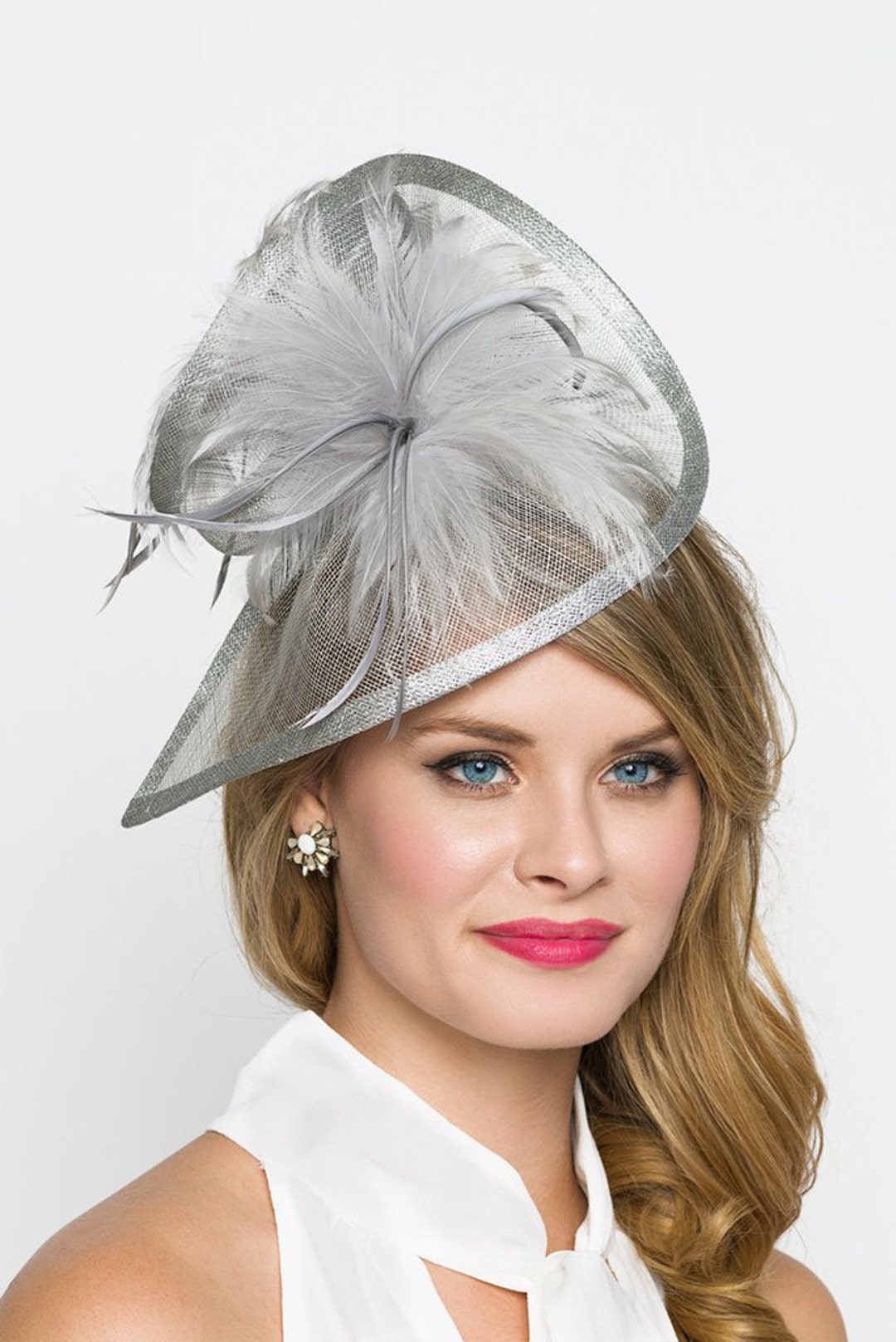Gray Fascinator - "victoria" Gray Twist Mesh Fascinator Hat Headband ...