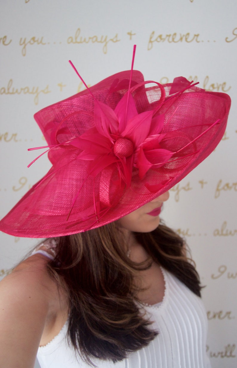 Fuchsia Sun Hat - "charlotte" Fuchsia Flipped Brimmed Fascinator Sun ...
