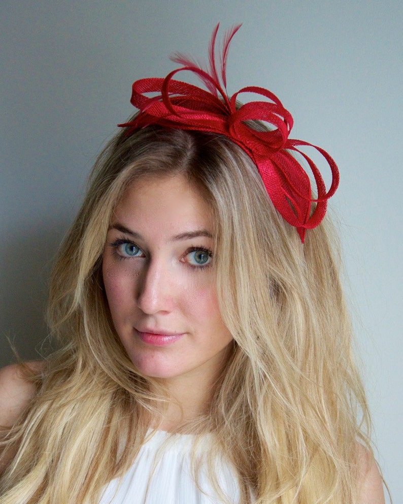 Mini Red Fascinator Flitter-by Mesh Red Fascinator Headband - Etsy UK