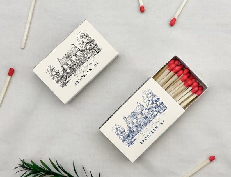 Custom Wedding Matchbox With House Illustration – Personalized ...