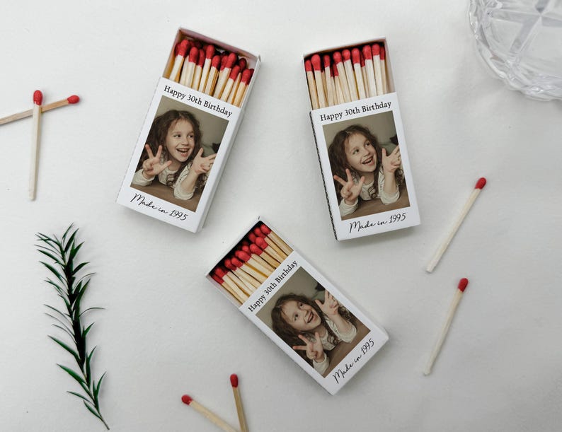 Custom Photo Birthday Matchboxes, Made in 1995 Birthday Match Box ...