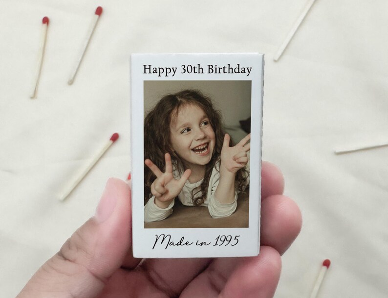 Custom Photo Birthday Matchboxes, Made in 1995 Birthday Match Box ...