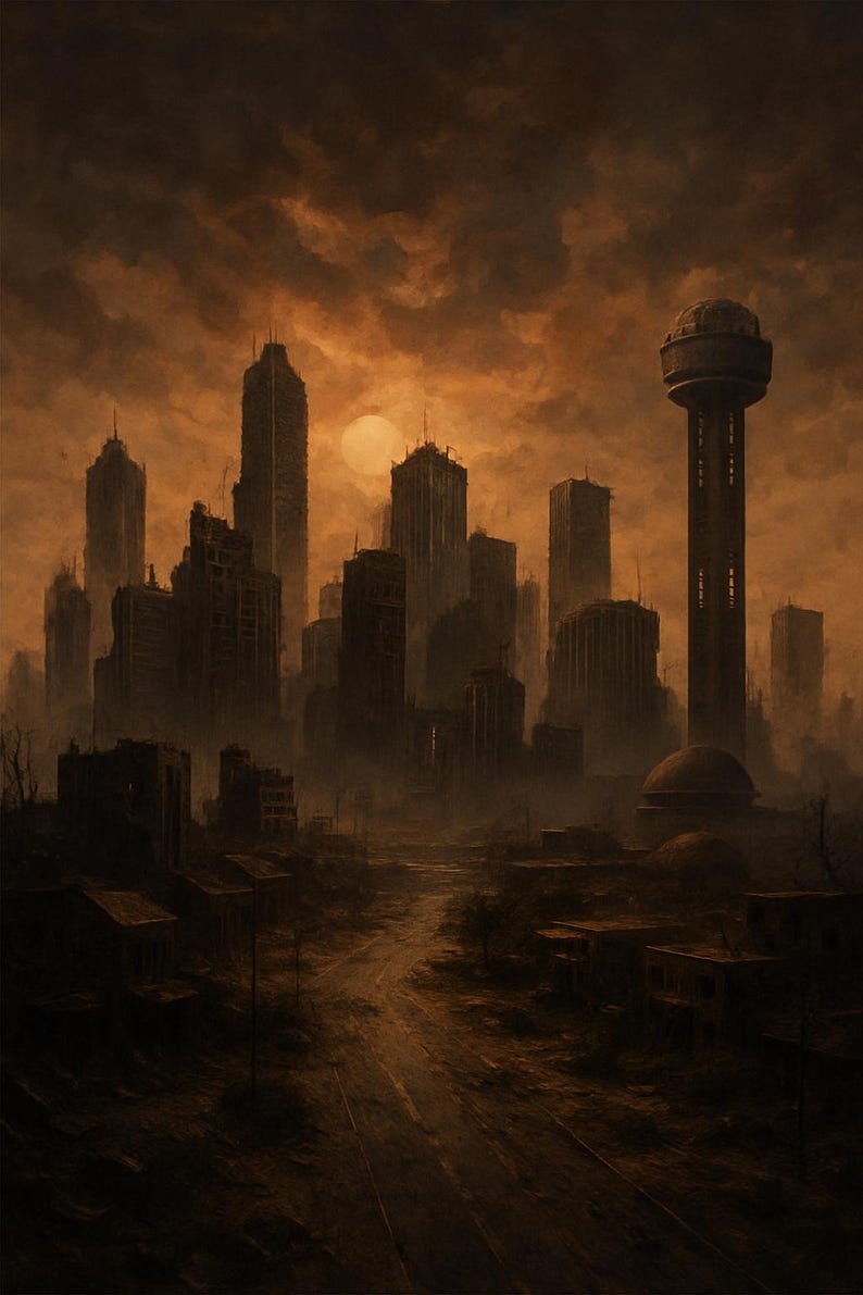Dystopian Dallas Skyline Print: Cyberpunk Sci-fi Wall Art (digital ...