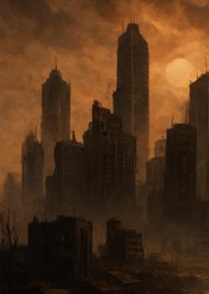 Dystopian Dallas Skyline Print: Cyberpunk Sci-fi Wall Art (digital ...