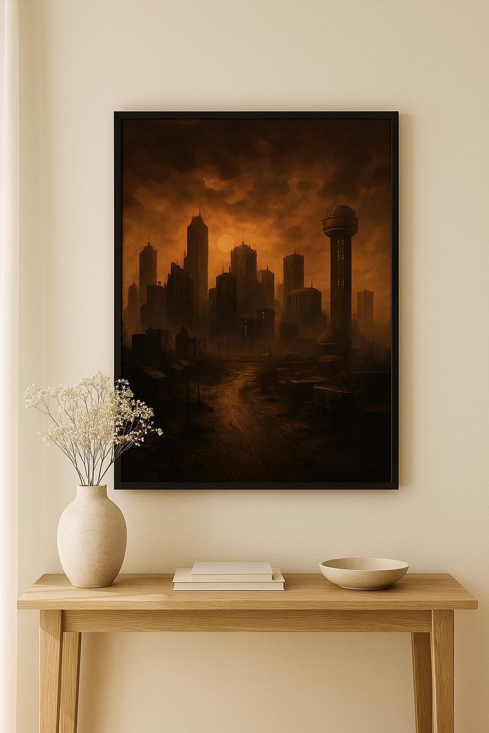 Dystopian Dallas Skyline Print: Cyberpunk Sci-fi Wall Art (digital ...
