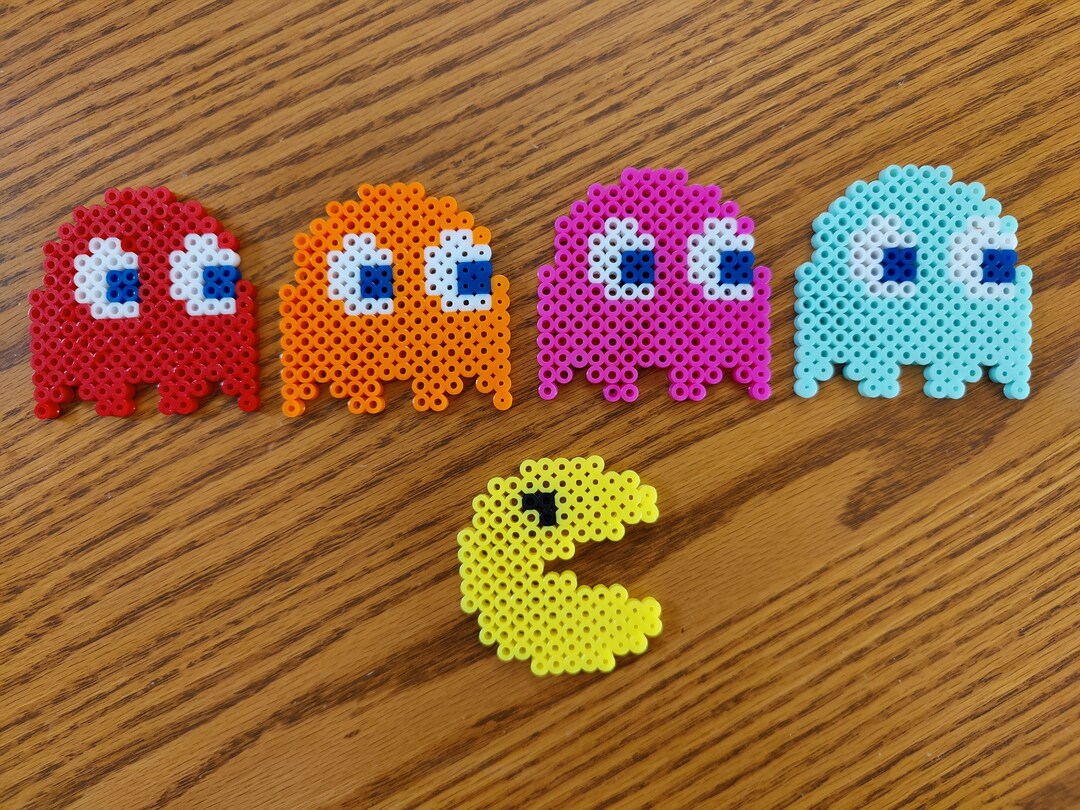 Pac-man Arcade Game Perler Bead Art Inky Blinky Pinky Clyde Ghosts - Etsy