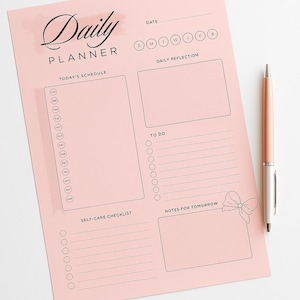 Daily Planner Printable | Self Care To-do List | Daily Reflection Page ...