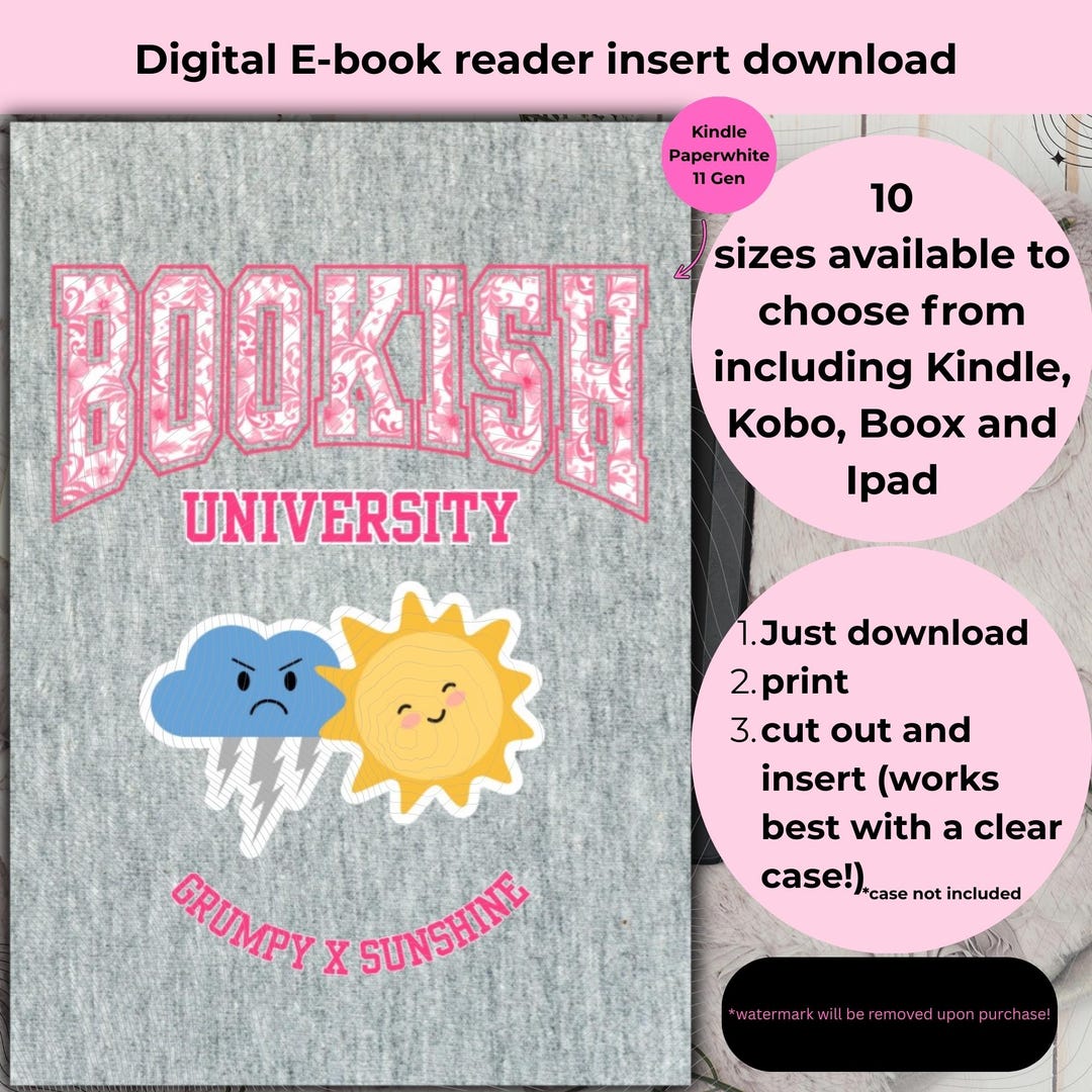 Grumpy X Sunshine Trope E-reader Insert: Bookish Printable (digital ...