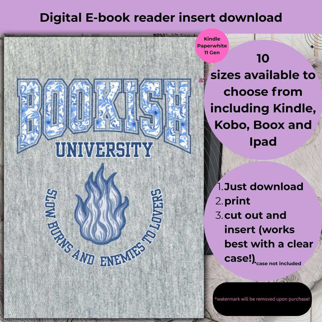 Bookish E-reader Insert: University Theme, Kindle/kobo/ipad (digital ...