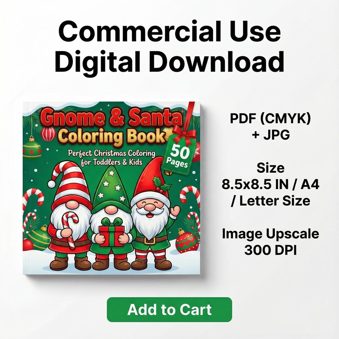 Gnome & Santa Christmas Coloring Pages for Kids | Printable Coloring ...