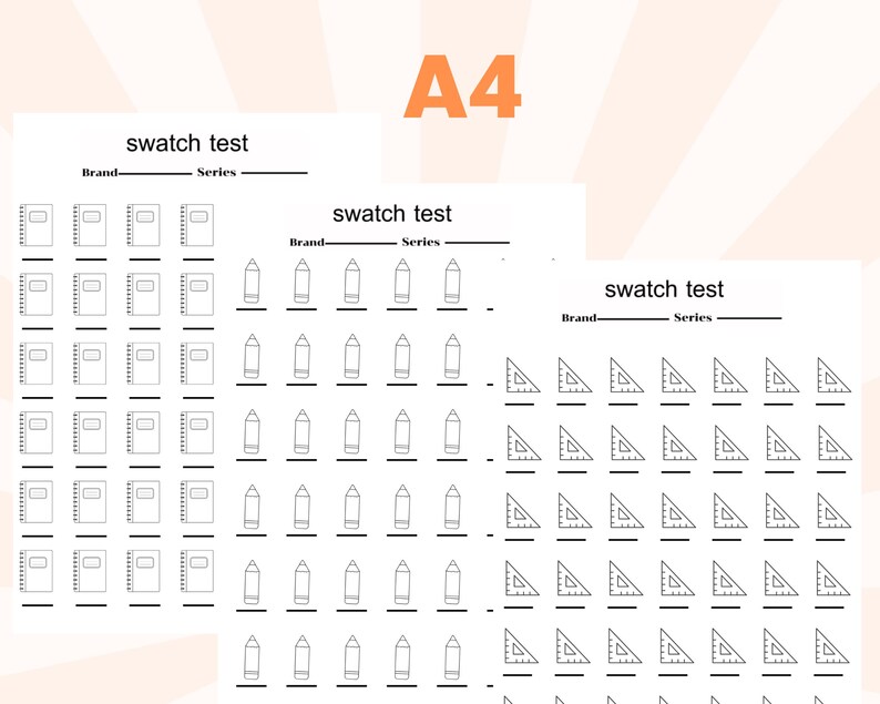 Back to School Swatch Chart Bundle: Notebook, Pencil, Ruler (A4 PDF) - Etsy