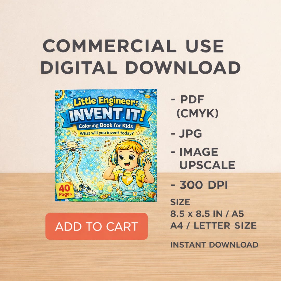 Little Engineer Coloring Book, STEM Activity, 40 Pages (digital ...
