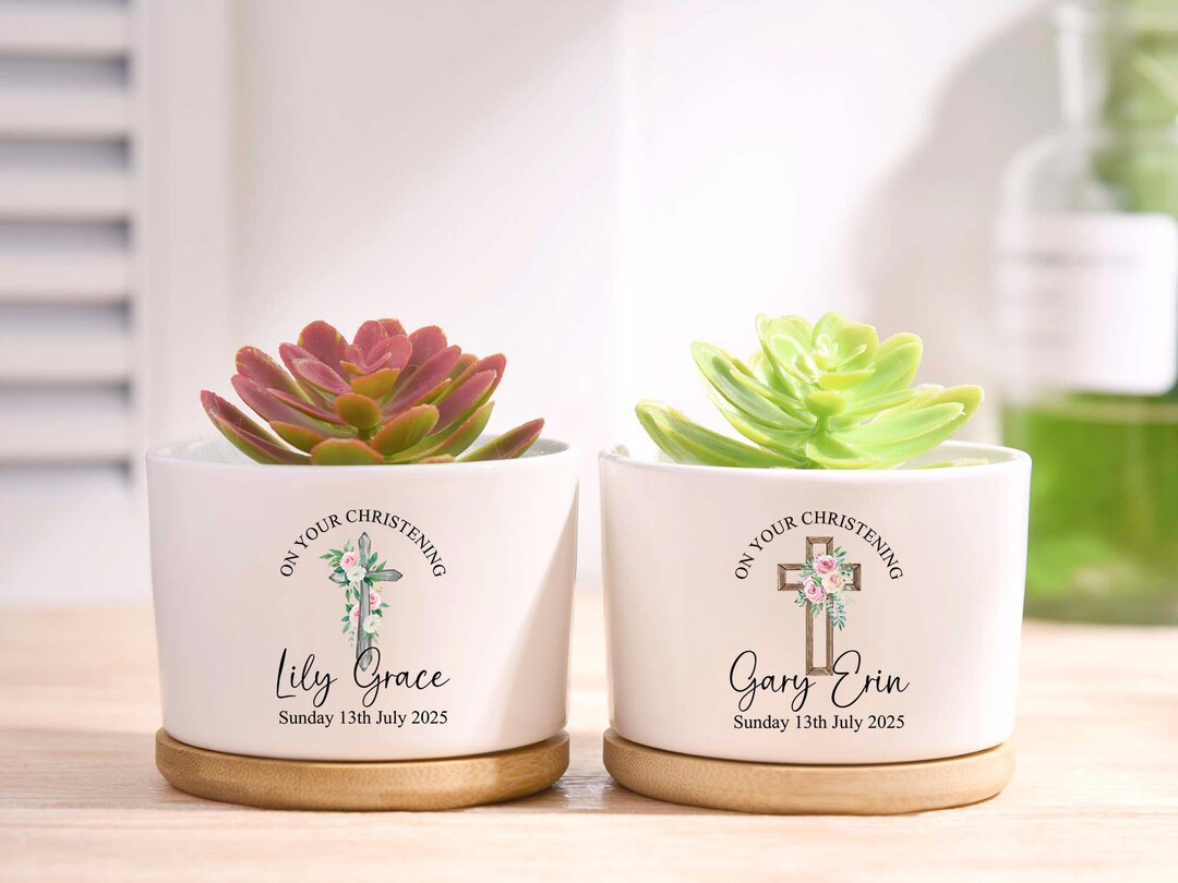 Personalized Baptism Mini Plant Pot: Christening Favor - Etsy