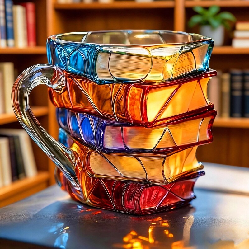 Stained Glass Book Mug - Etsy
