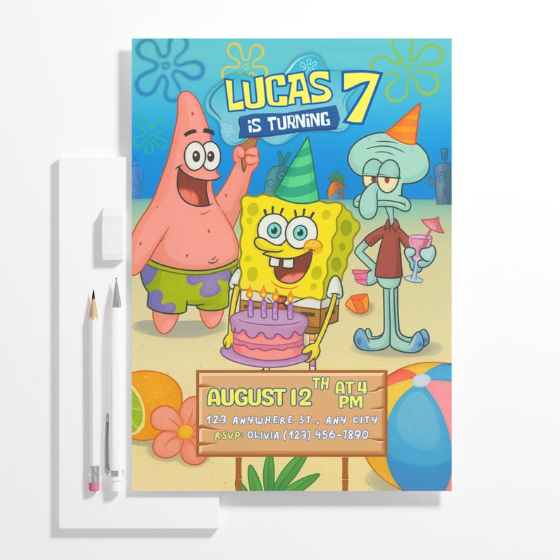 Editable Spongebob Pool Party Invitation: Printable Under the Sea ...