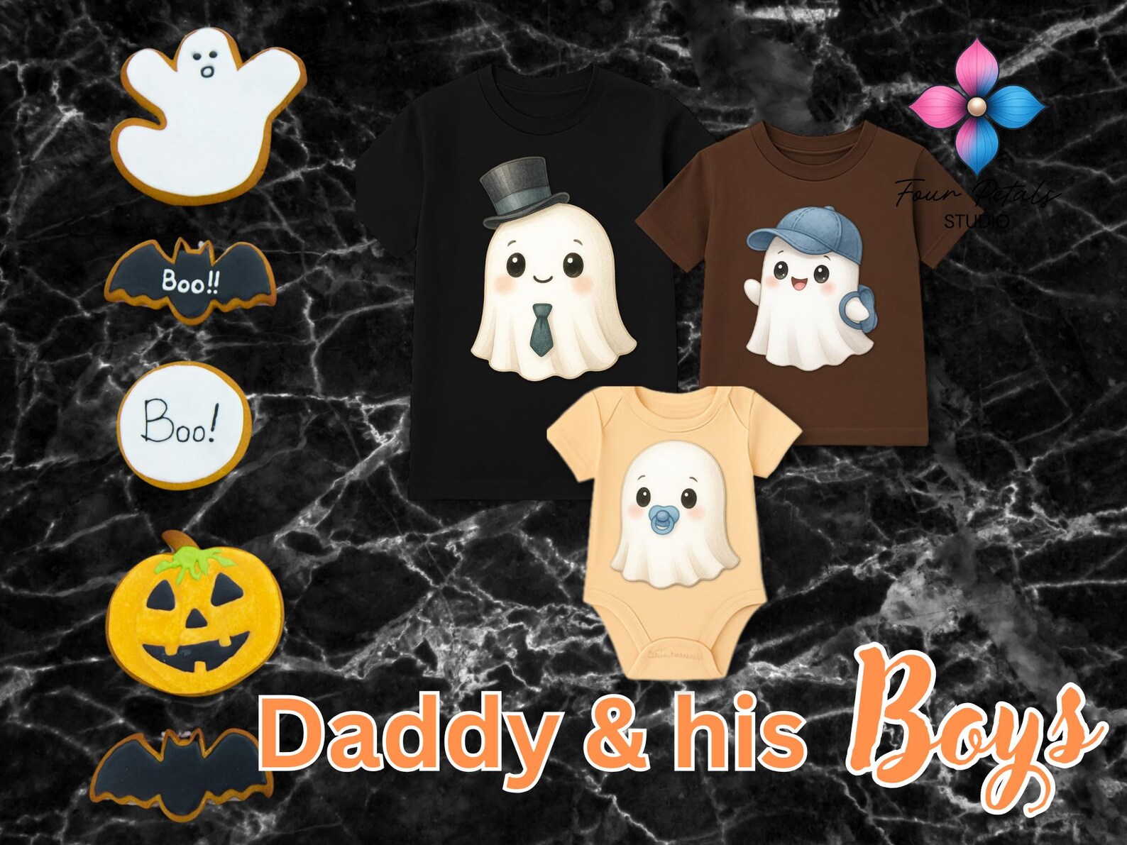 Junior Boy Boo - Boo Family Cute Ghost PNG | Four Petals Studio Digital ...