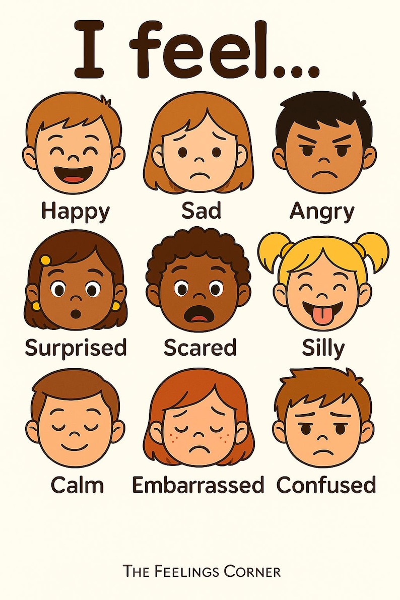 Emotions Chart With Coloring Sheets – Social Emotional Learning & Calm ...