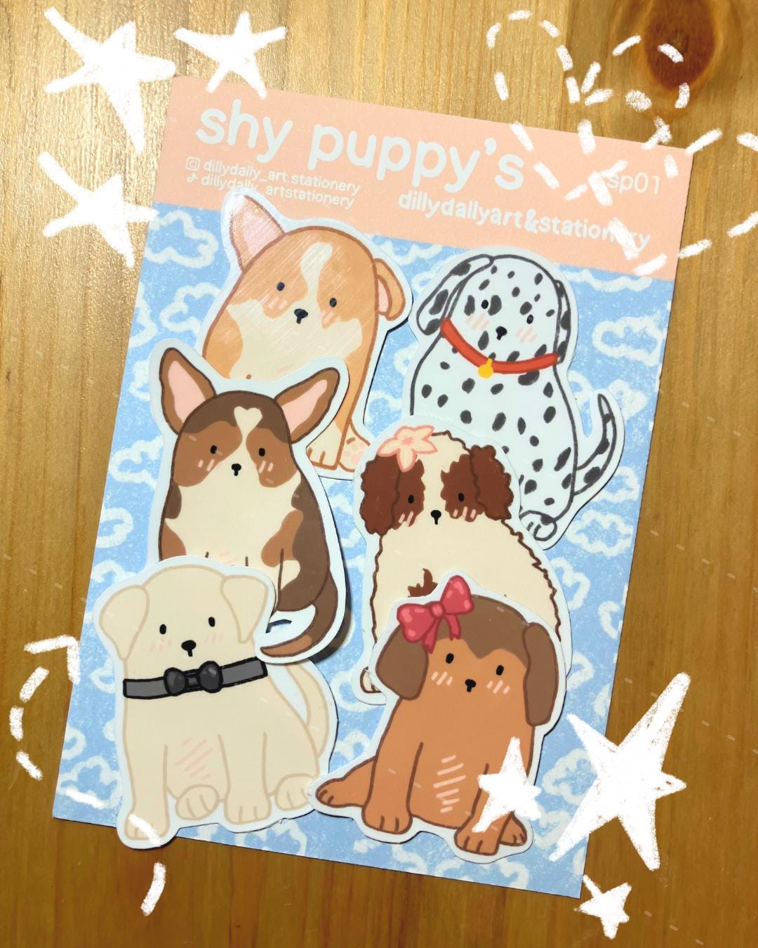 Shy Puppy's Stickers | Cute Laminated Waterproof Stickers of ...