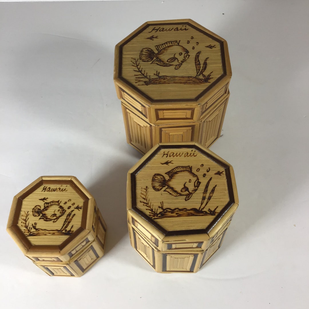 Hawaii Bamboo Nesting Boxes Set of Three - Etsy