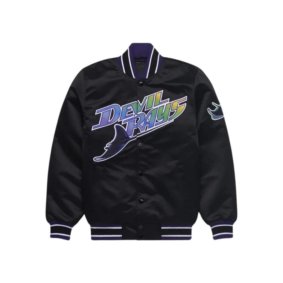 Tampa Bay Devil Rays Black Satin Bomber Jacket Varsity Letterman Style ...