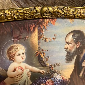 Antique Vintage Victorian Old Style Ornate Gesso Flat Glass Religious ...