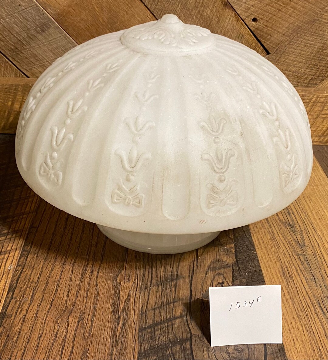 Embossed Light Shade Antique Vintage White Frosted Glass Hanging ...