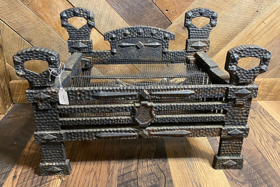 Cast Iron Log Holder Gothic Antique Vintage Hammered Victorian Style ...