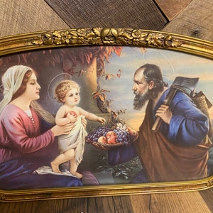 Antique Vintage Victorian Old Style Ornate Gesso Flat Glass Religious ...