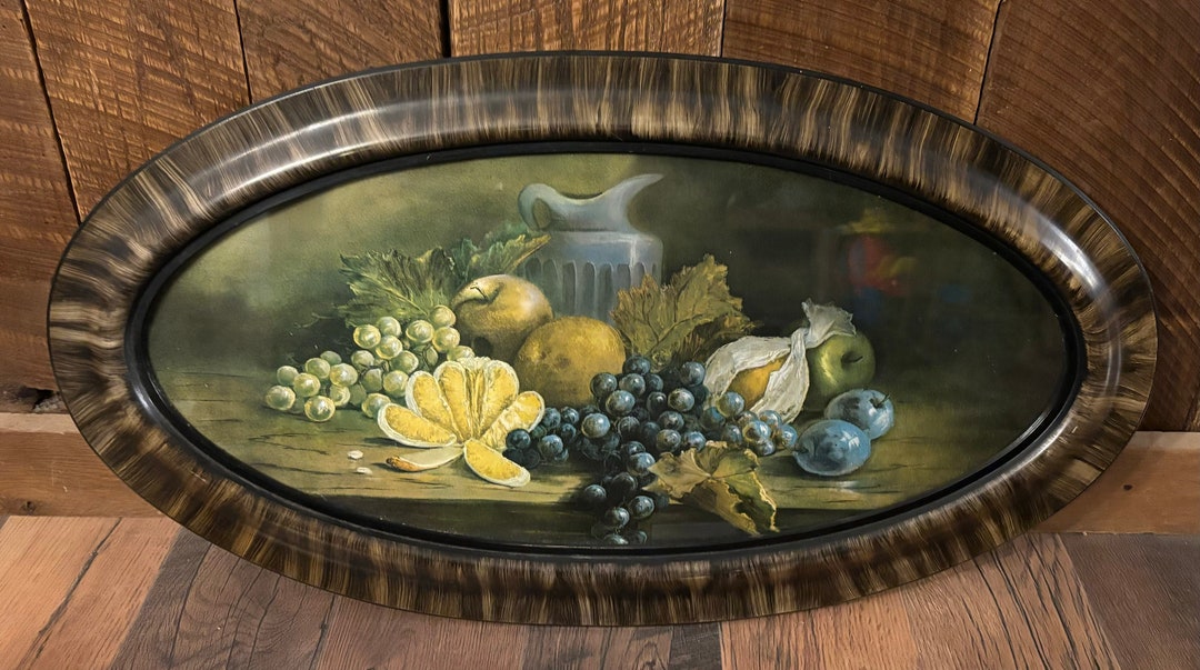 Vintage Oval Wood Fruit Flat Glass Picture Frame Print - Etsy