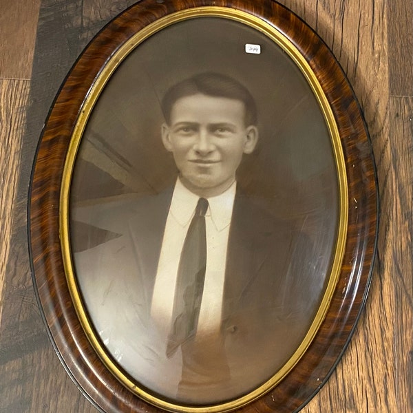 Antique Oval Curved Glass Picture Frame Etsy