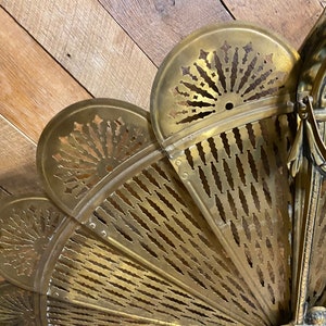 Antique Vintage Victorian Style Ornate Brass Folding Fan Fireplace ...