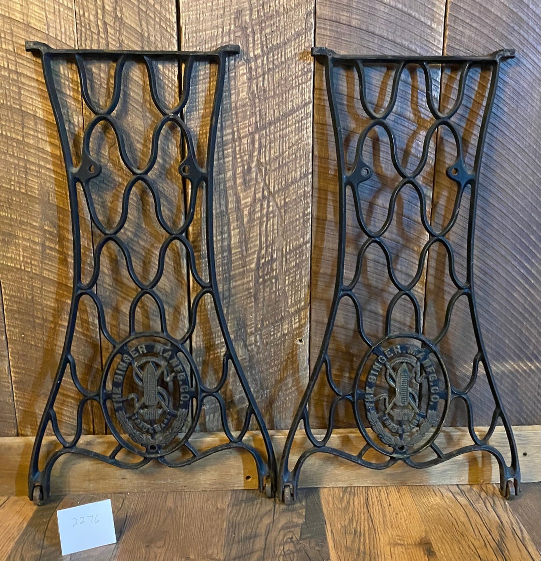 Antique Vintage Cast Iron Singer Sewing Machine Ornate Unique Bench Leg ...
