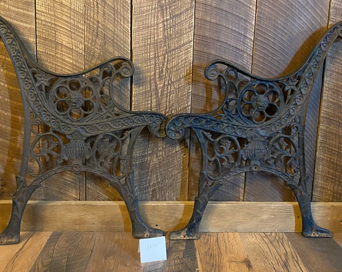 Antique Cast Iron Bench Legs, Train Station Bench Ends, Large Heavy ...