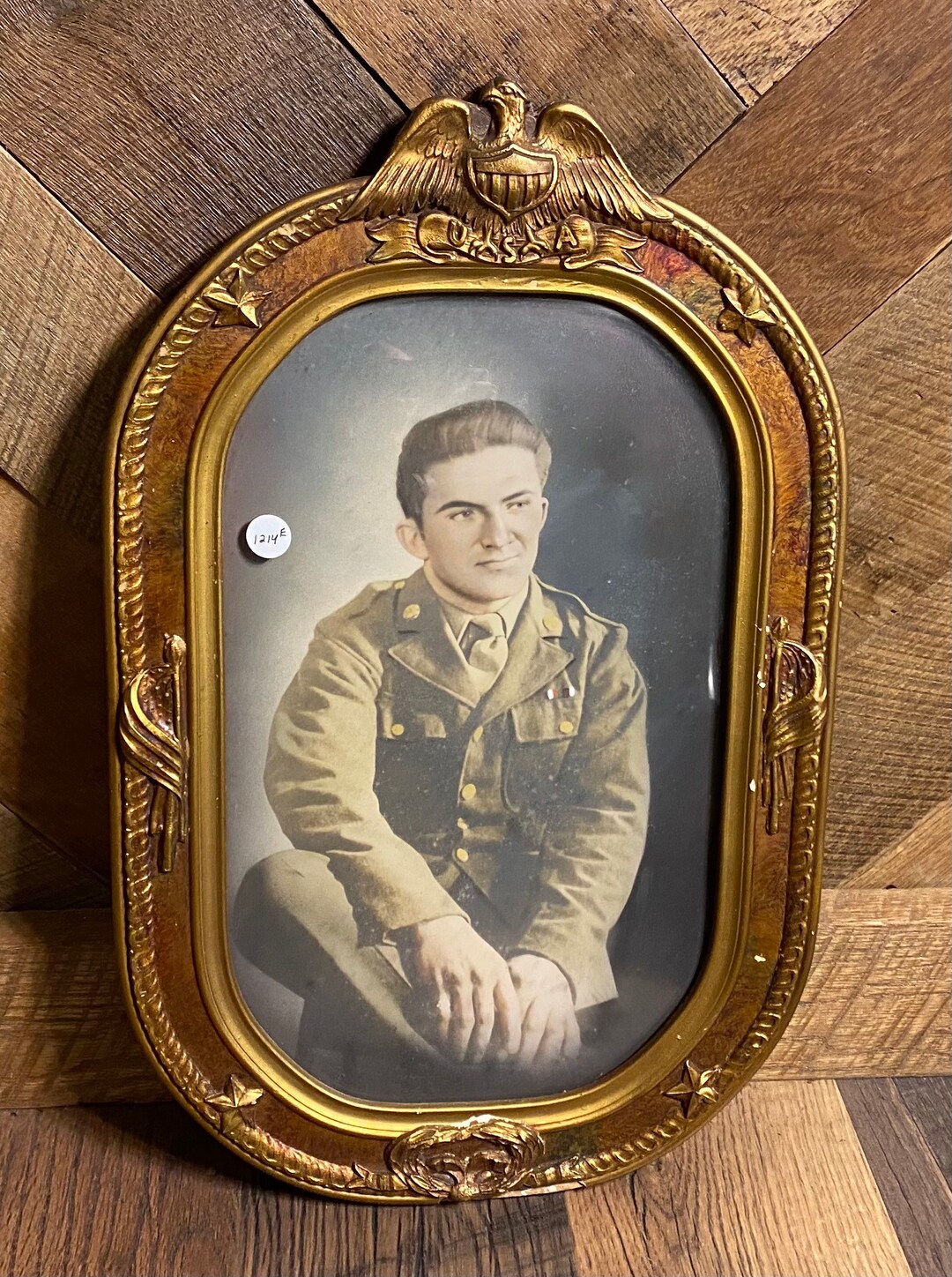 Antique Vintage Victorian Style Ornate Convex Bubble Glass Military Man ...