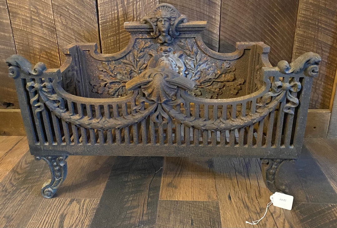 Cast Fireplace Log Holder Antique Vintage Victorian Style Ornate Cast ...