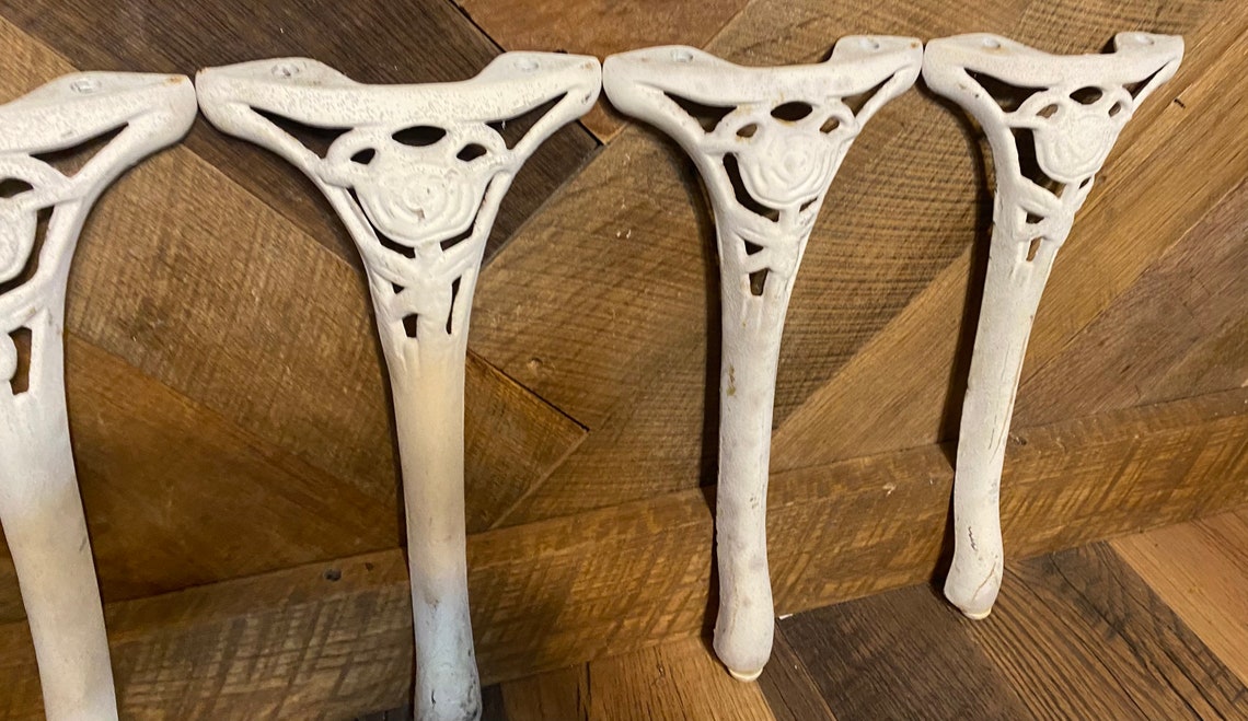 Vintage Cast Iron Bench Legs Antique Rose Pattern Set of 4 - Etsy