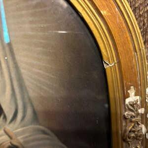 Antique Vintage Old Gesso Design Mary Religious Flat Glass Picture ...