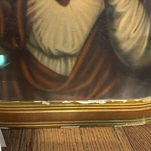 Antique Vintage Old Gesso Design Mary Religious Flat Glass Picture ...