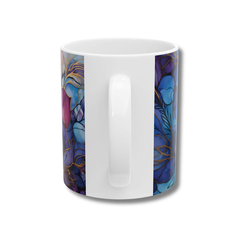 Purple Floral Mug Stained Glass, Faux Stained Glass, Artistic Ceramic ...