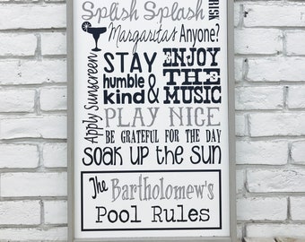 pool rules wood sign personalized sign custom pool sign