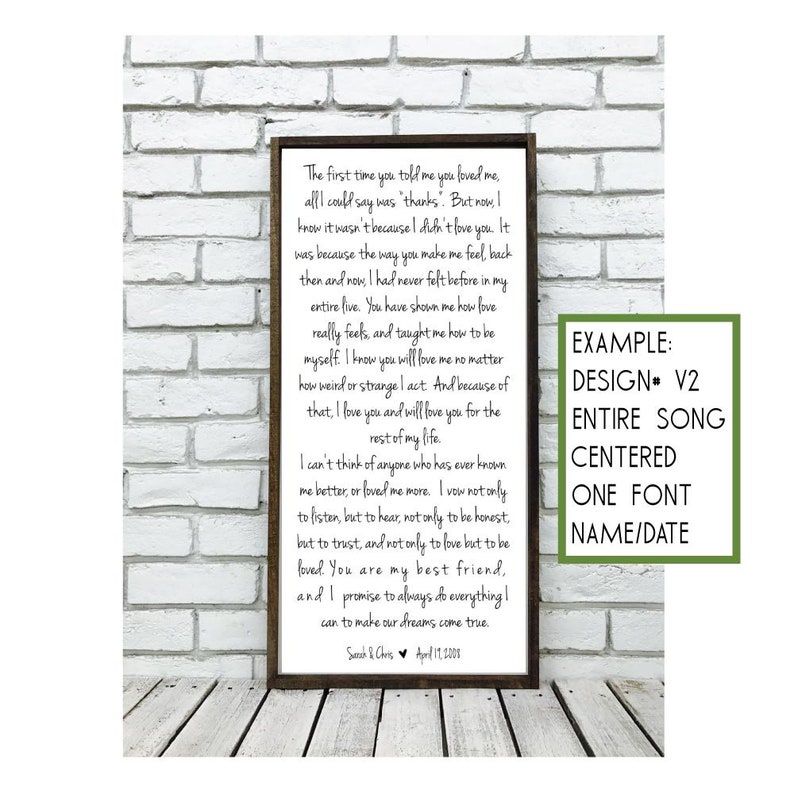 First Dance Wedding Song Lyrics First Dance Lyric Frame | Etsy