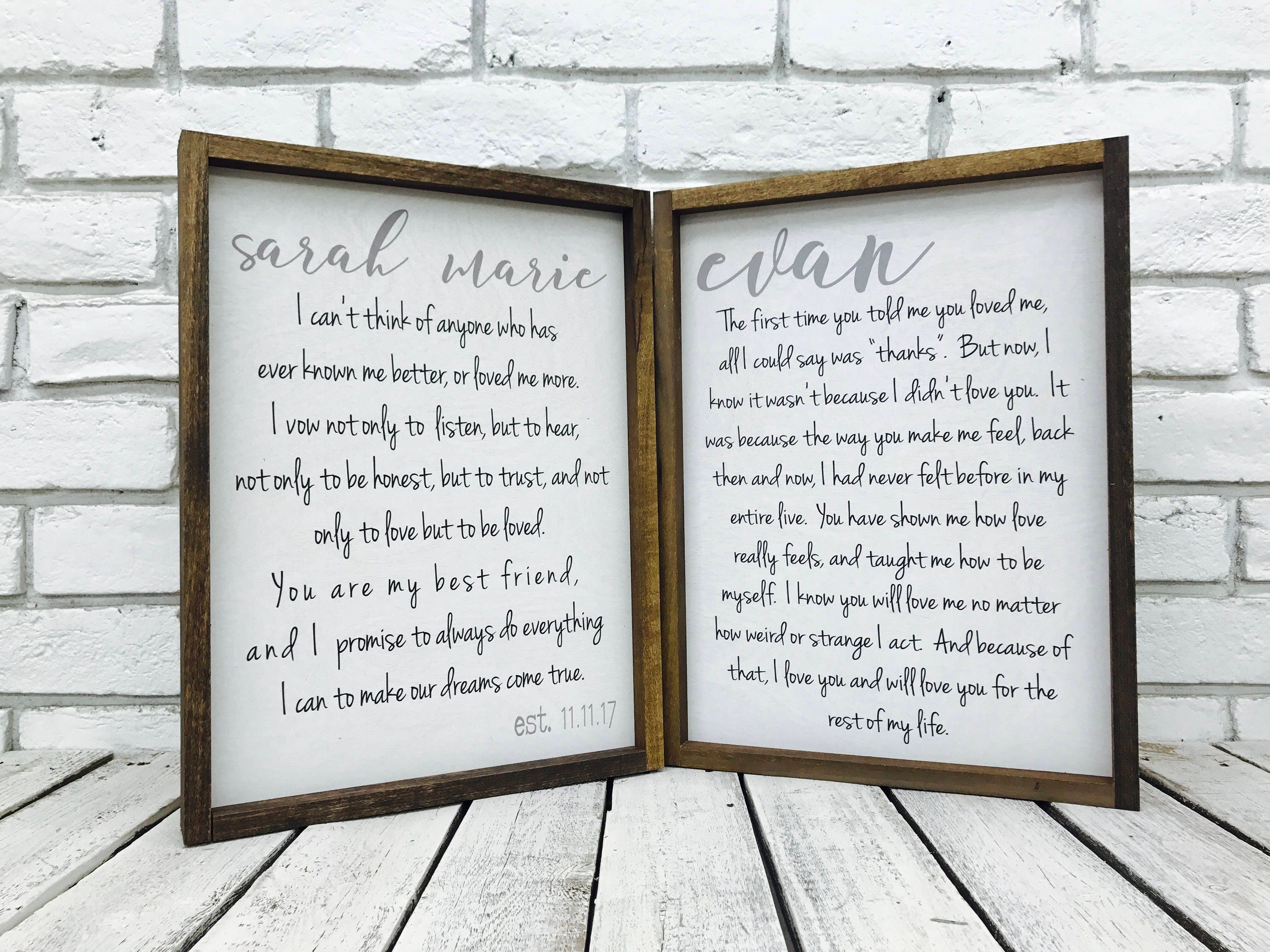 Framed Wedding Vows Wedding Vows Framed Wedding Vow | Etsy