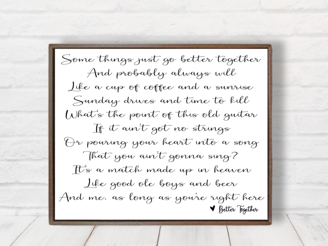 Wedding Song Lyric Frame, Song Lyric Gift, Song Lyric Signs, Wedding ...